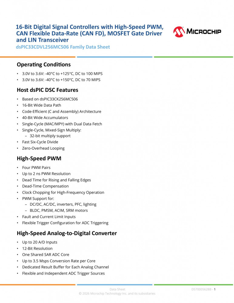 dsPIC33CDVL128MC106 datasheet page 1