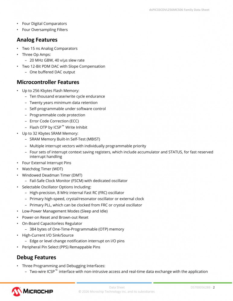 dsPIC33CDVL128MC106 datasheet page 2
