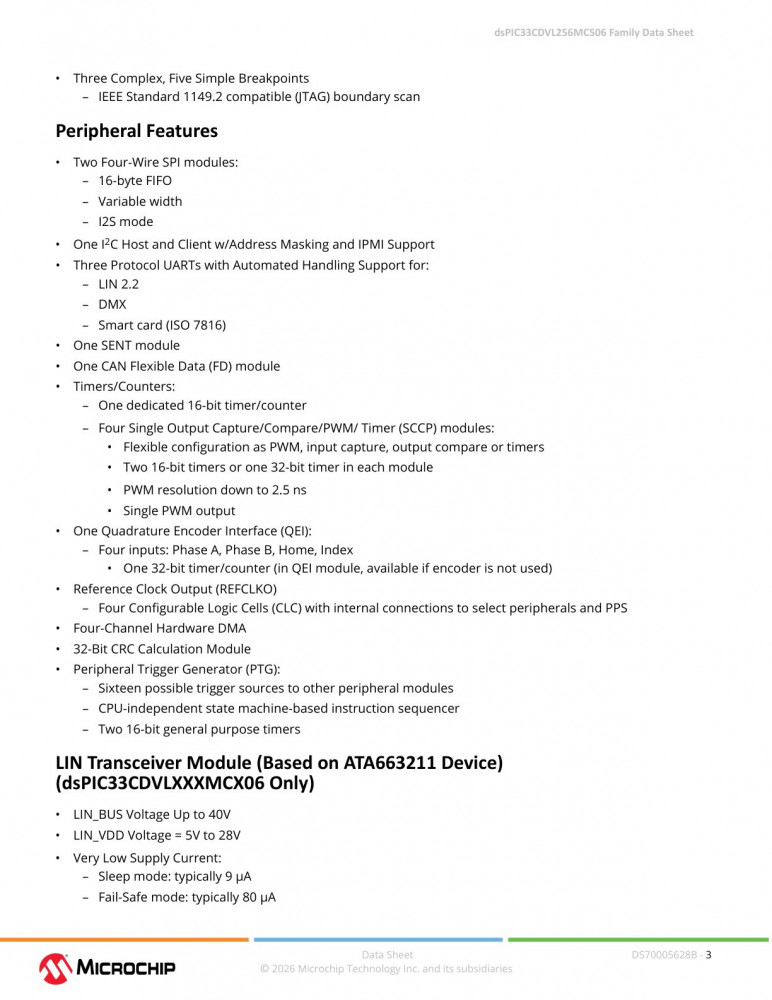 dsPIC33CDVL128MC106 datasheet page 3