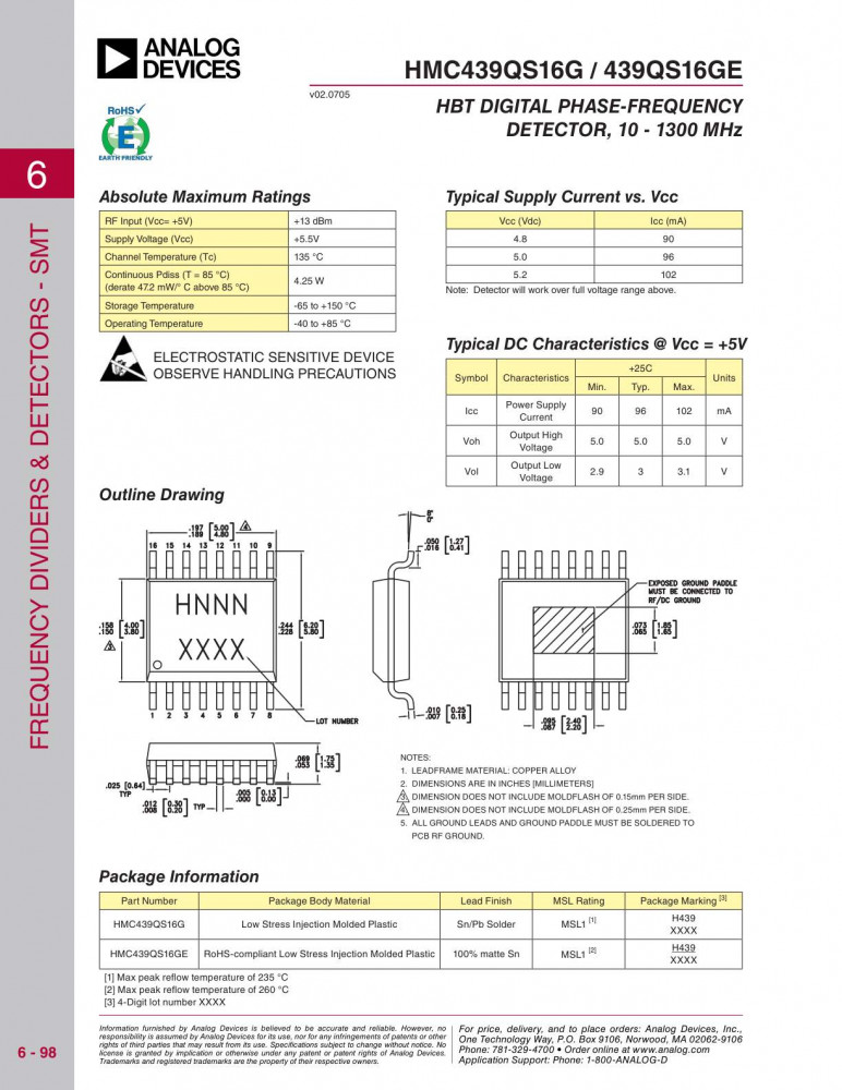 HMC439QS16GETR technical document page 3