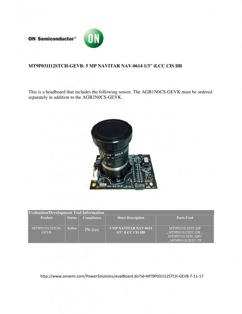 MT9P031I12STCH-GEVB technical document page