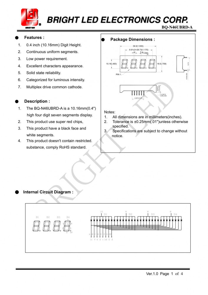 BQ-N46UBRD-A datasheet page 1