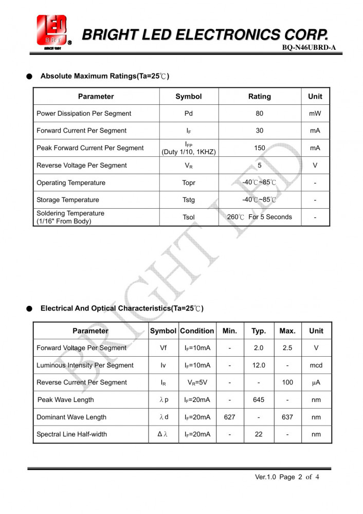 BQ-N46UBRD-A datasheet page 2