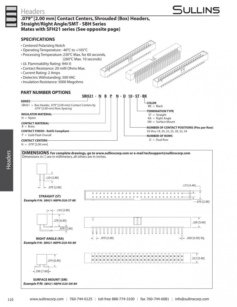 Sullins SFH21 series technical document preview