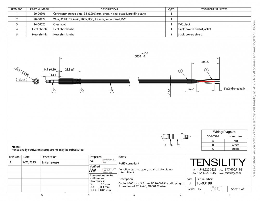 Tensility International 10-03198 product drawing