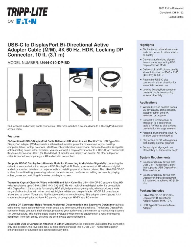 U444-010-DP-BD technical document page 1
