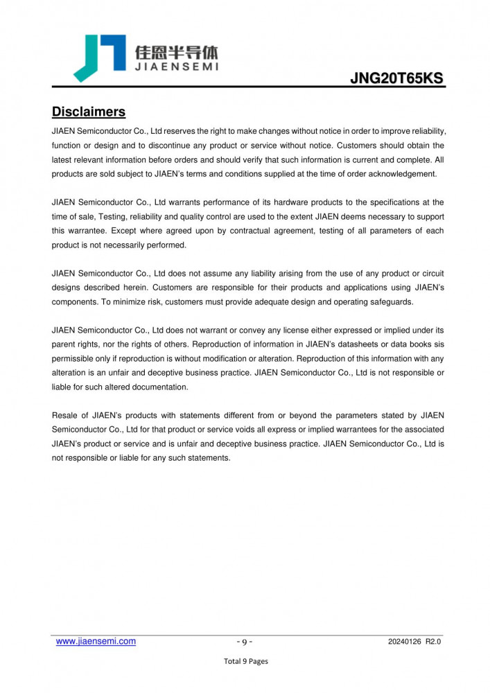JNG20T65KS datasheet page 9