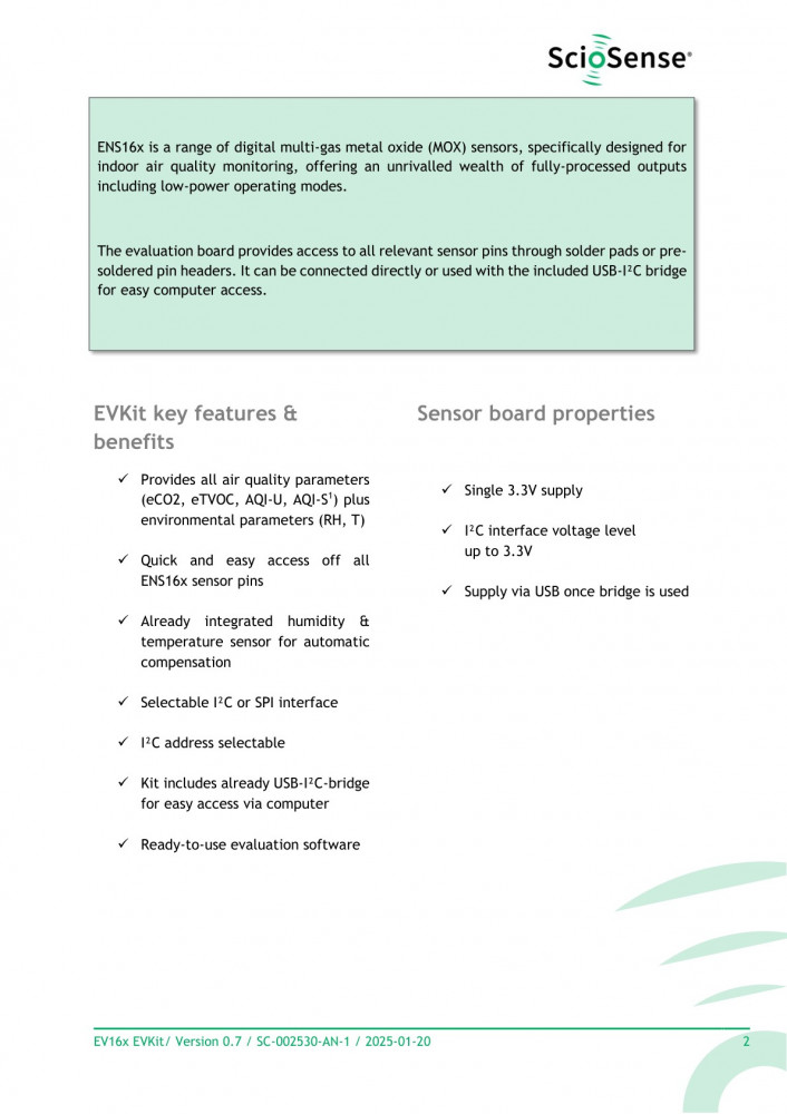 ENS161 evaluation kit document page 2