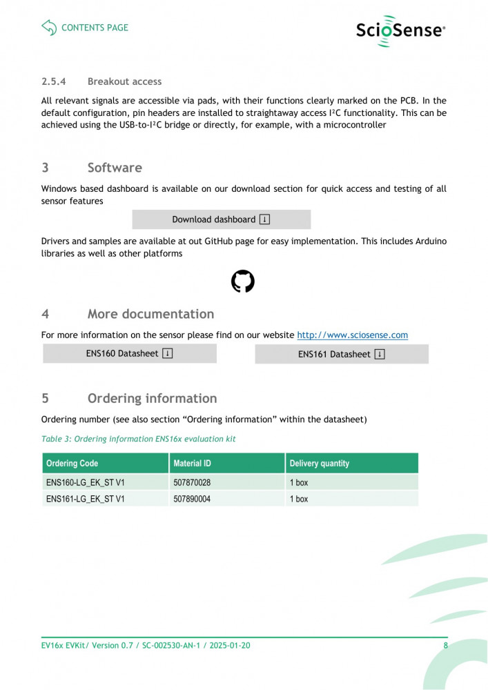 ENS161 evaluation kit document page 8