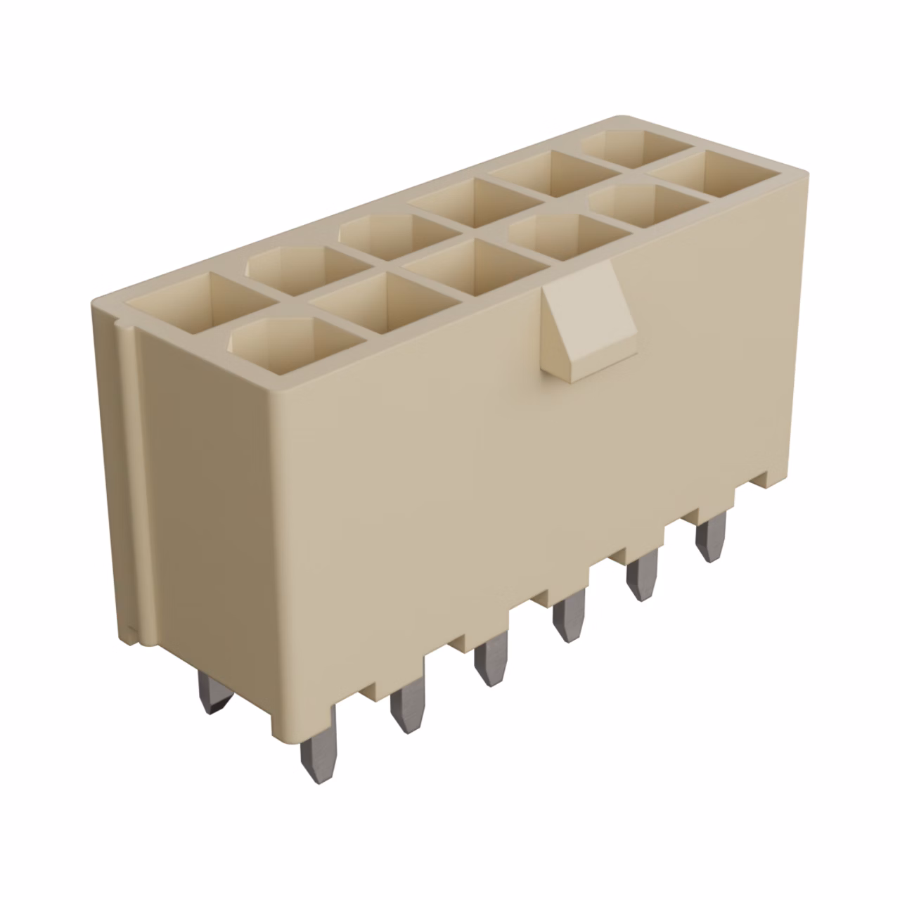 Mini-Fit HCS Header, 4.20mm Pitch, Dual Row, Vertical, without Snap-in Plastic Peg PCB Lock, 12 Circuits, Nylon 6/6 94V-2, Matte Tin (Sn) Plating, without Drain Holes for sale