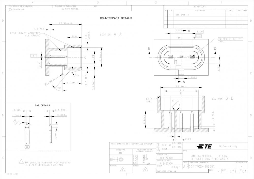 TE Connectivity 282087-1 technical drawing page 2