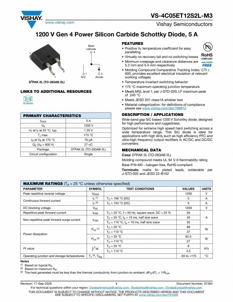VS-4C05ET12S2L-M3 datasheet page 1