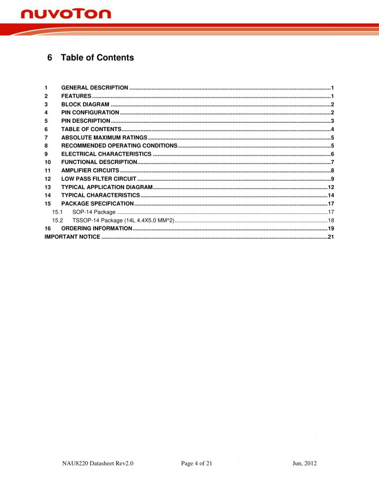 NAU8220 datasheet page 4