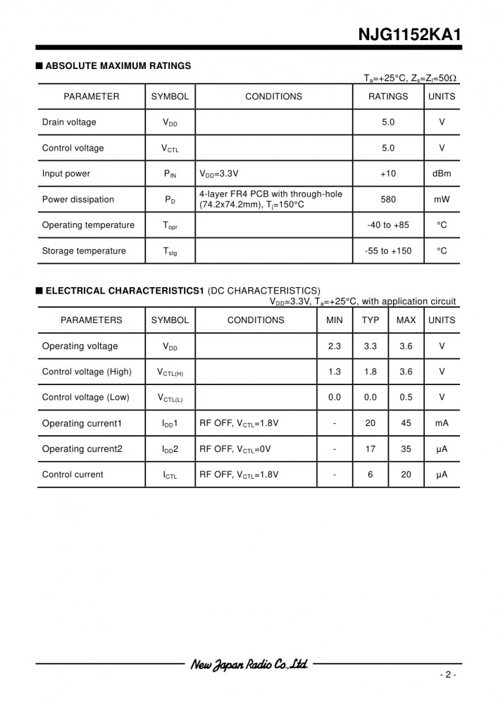 NJG1152KA1-TE1 datasheet page 2