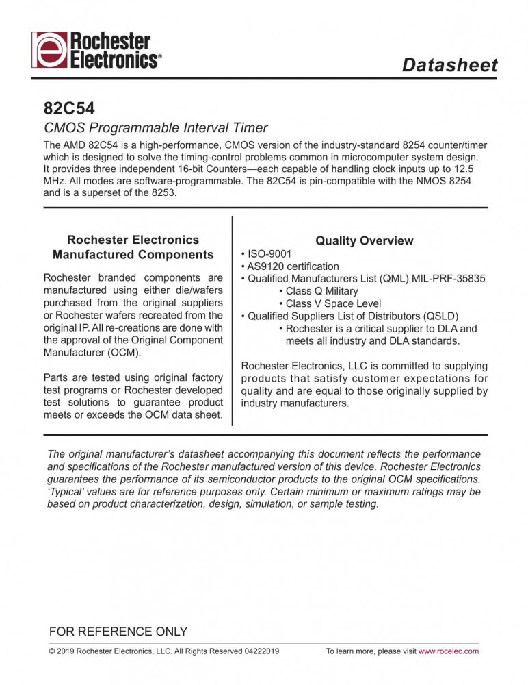 N82C54-2 datasheet page 1