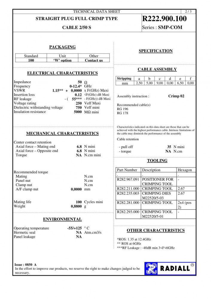 Radiall R222900100 datasheet page 2