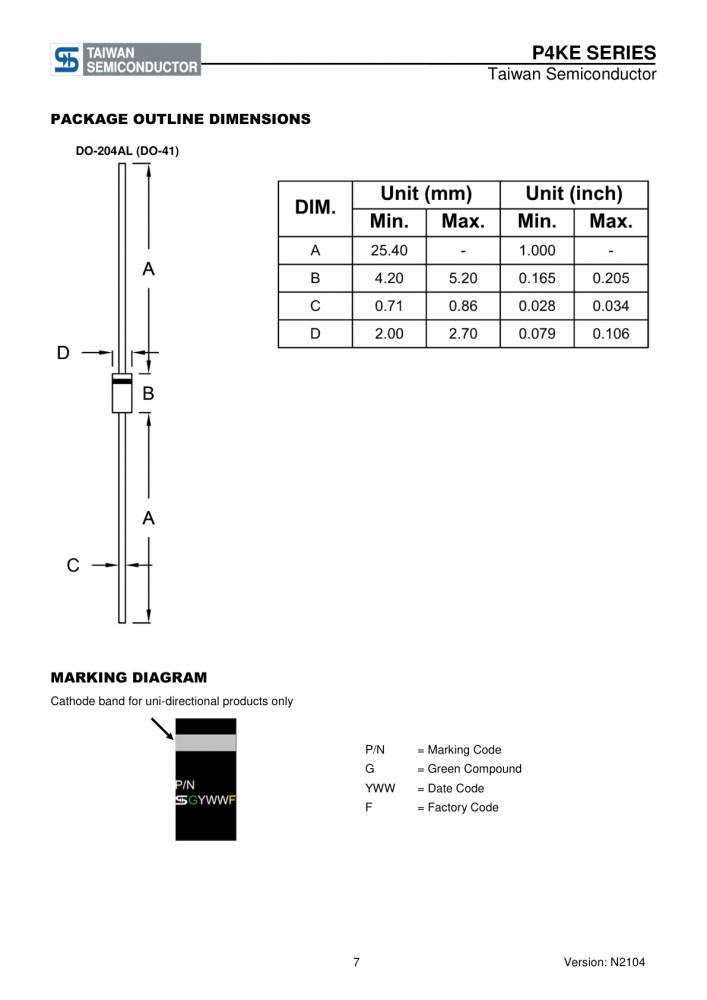 Taiwan Semiconductor P4KE series datasheet page 7