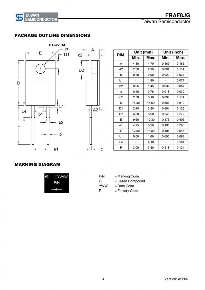 FRAF8JG technical document, page 4
