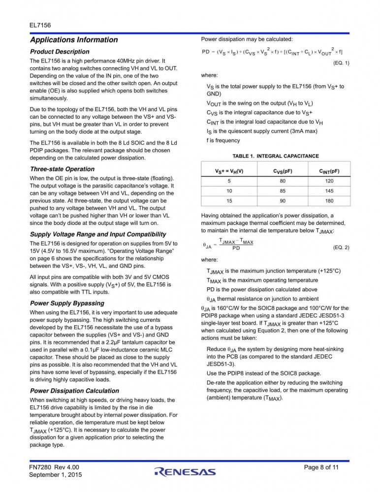 EL7156CNZ datasheet page 8
