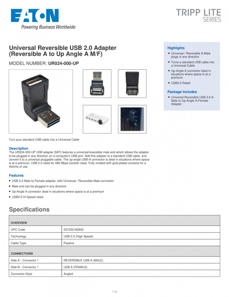 UR024-000-UP technical document page 1