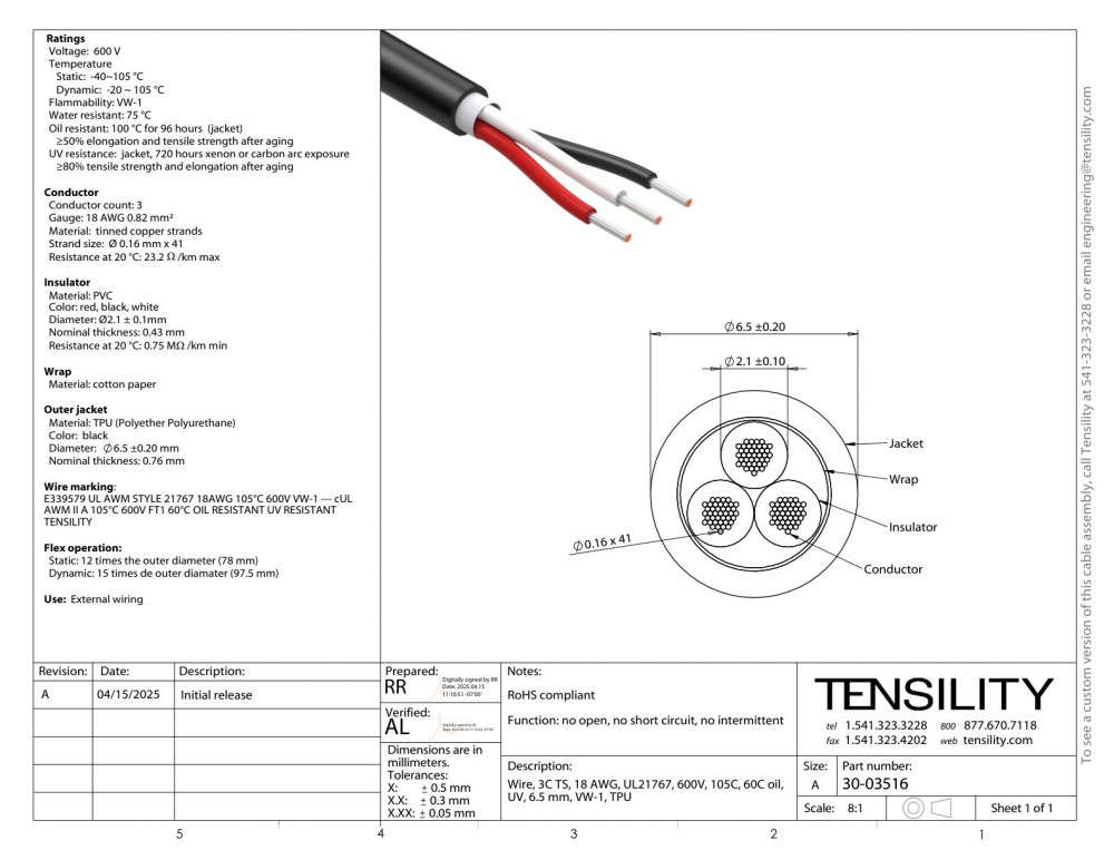 30-03516 product drawing and specification page