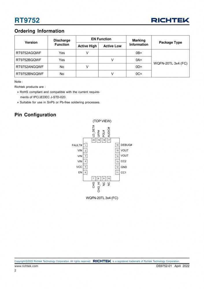 RT9752 datasheet page 2