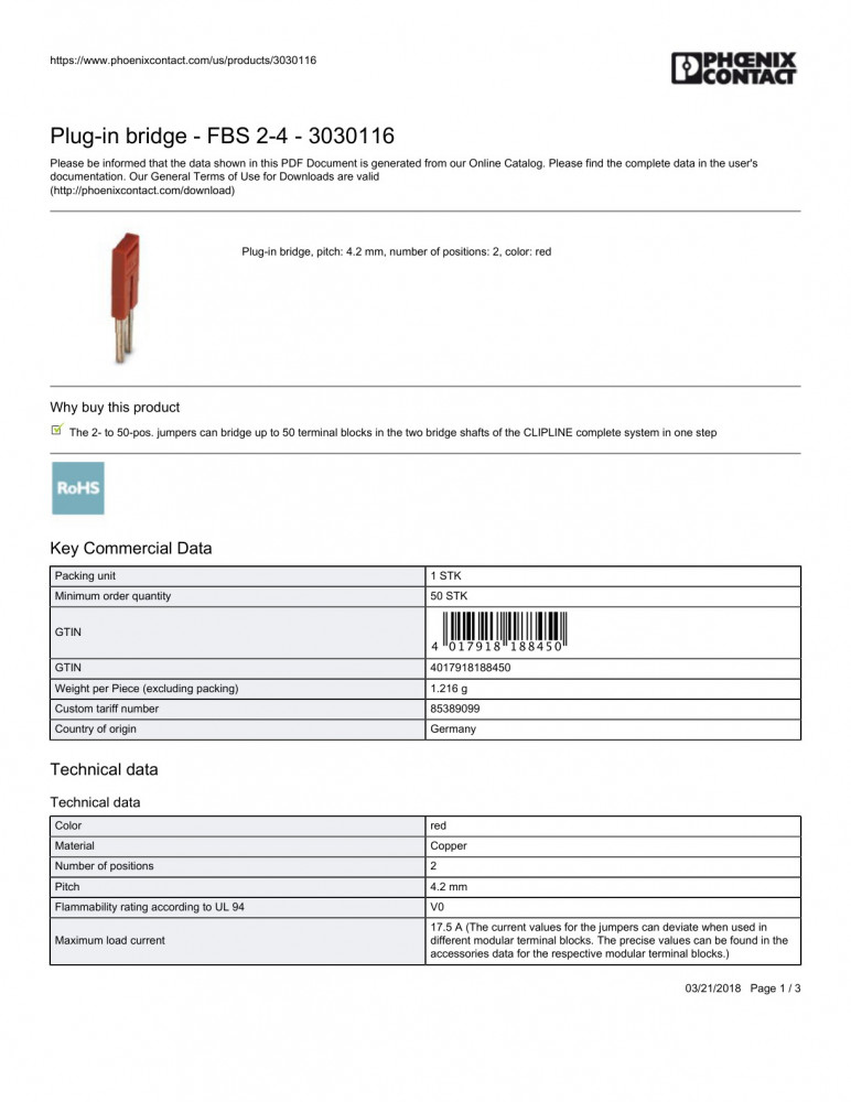 Phoenix Contact 3030116 document page 1