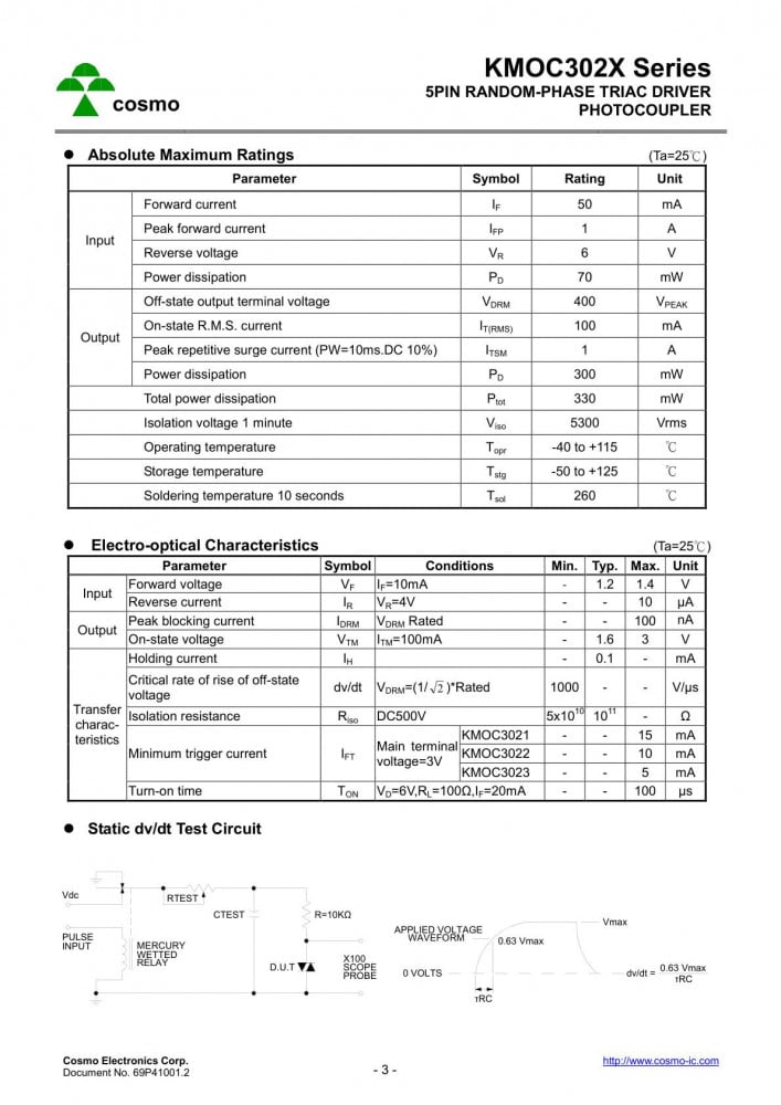 KMOC3023 datasheet page 3