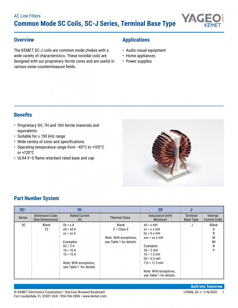 KEMET SC-J datasheet page 1