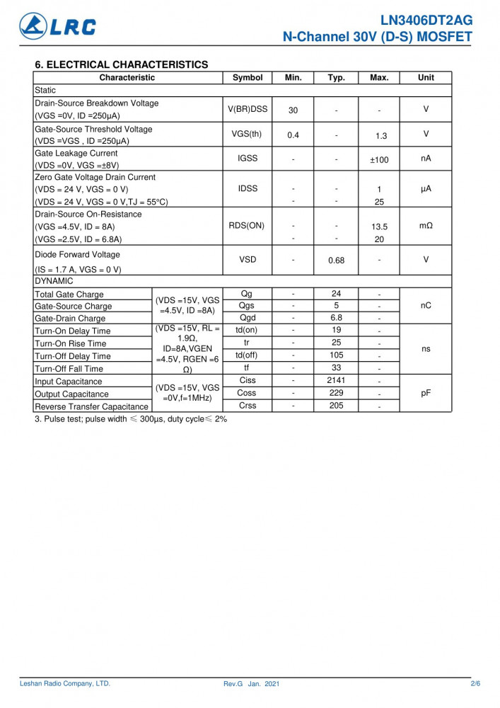 LN3406DT2AG datasheet page 2