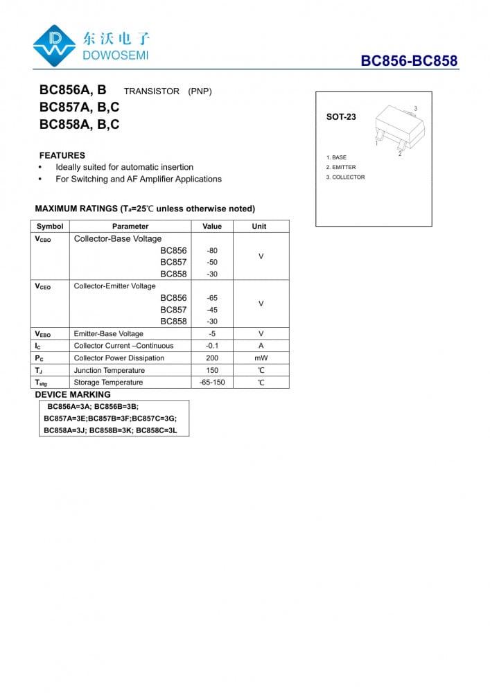 BC856 3B technical document page 1