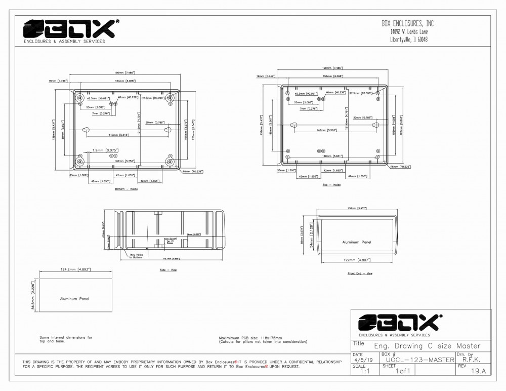 UOCL-123 enclosure technical drawing