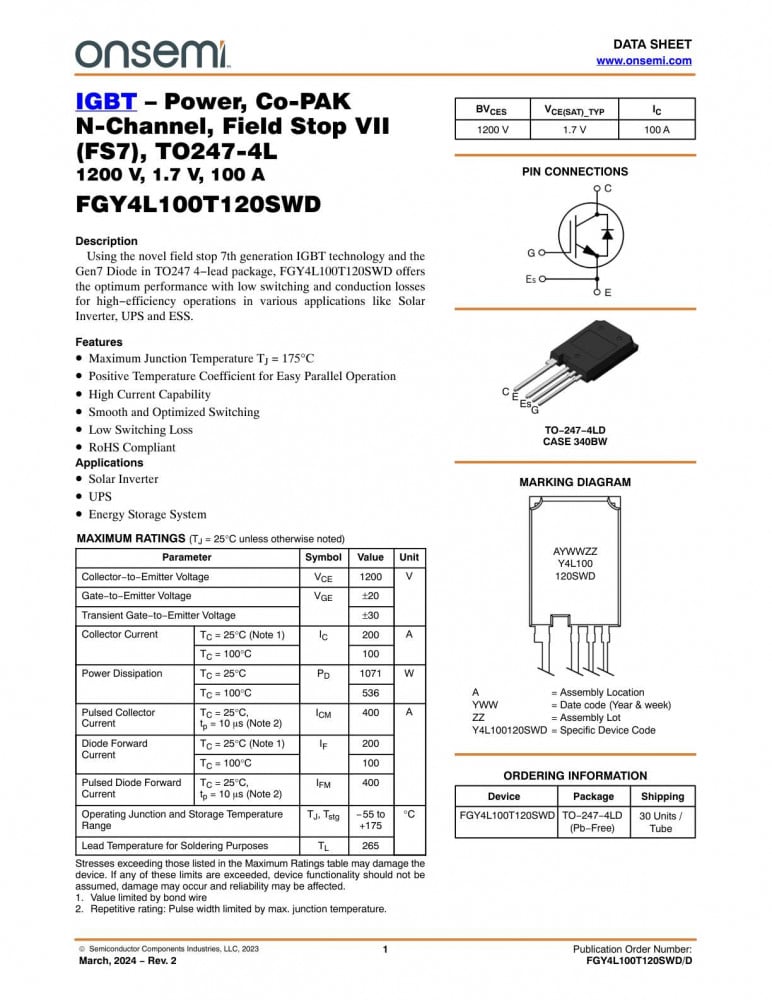 FGY4L100T120SWD datasheet page 1