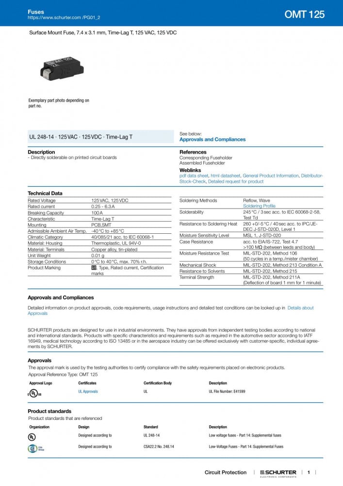SCHURTER 3404.0116.11 technical document page 1