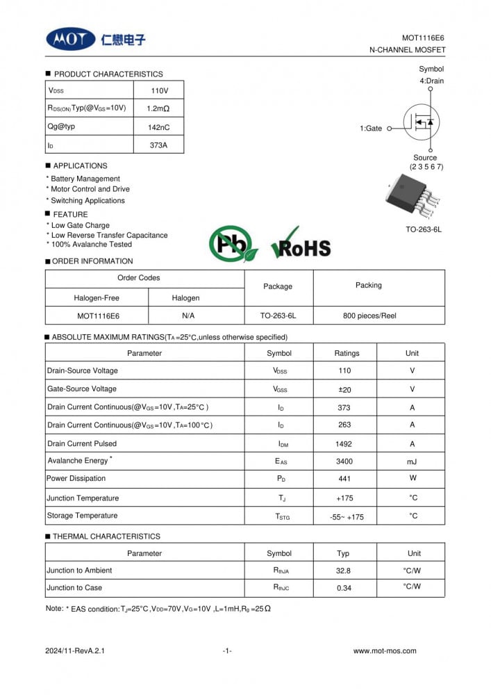 MOT1116E6 datasheet page 1