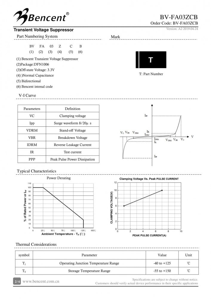 BV-FA03ZCB datasheet page 2