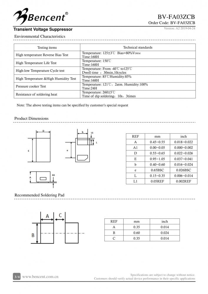 BV-FA03ZCB datasheet page 3