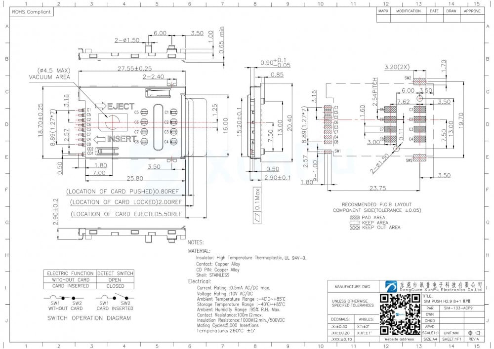SIM-133-ACP9 technical drawing page 1