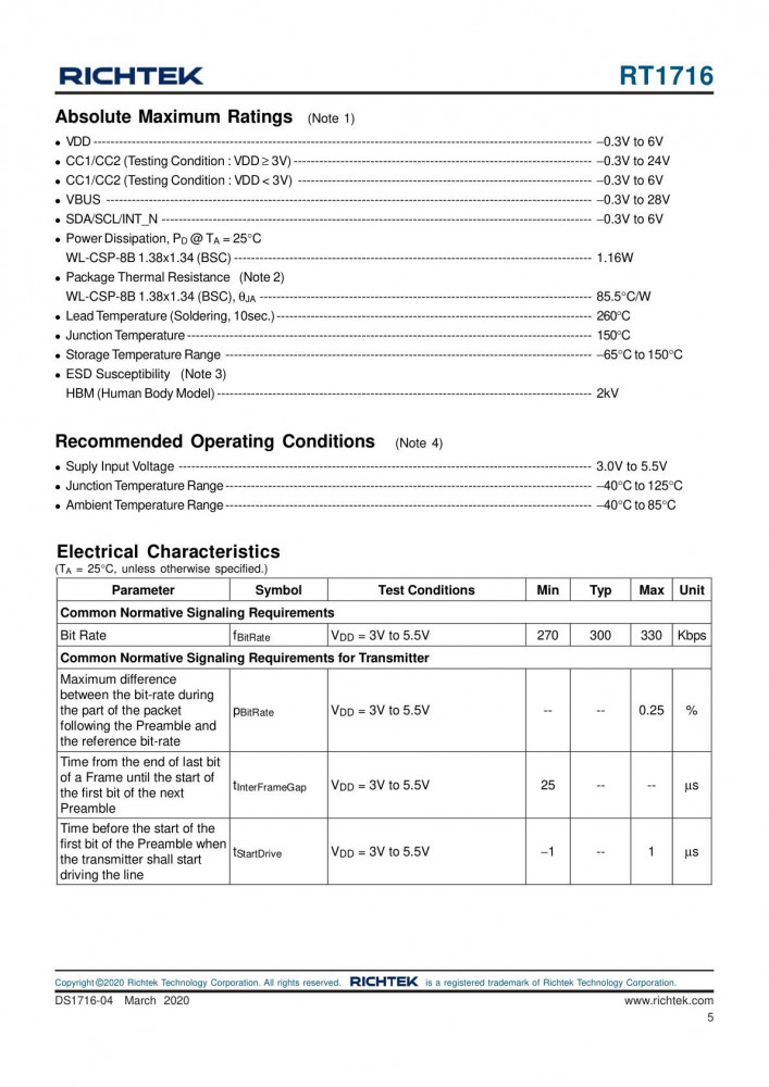 RT1716WSC datasheet page 5