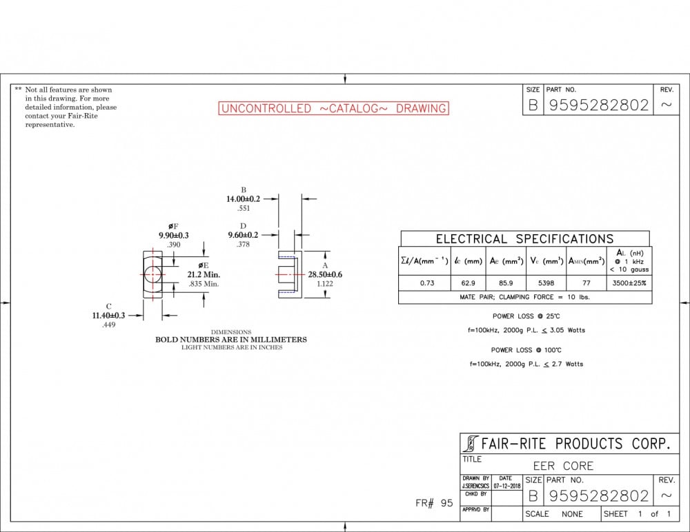 Fair-Rite 9595282802 technical drawing preview