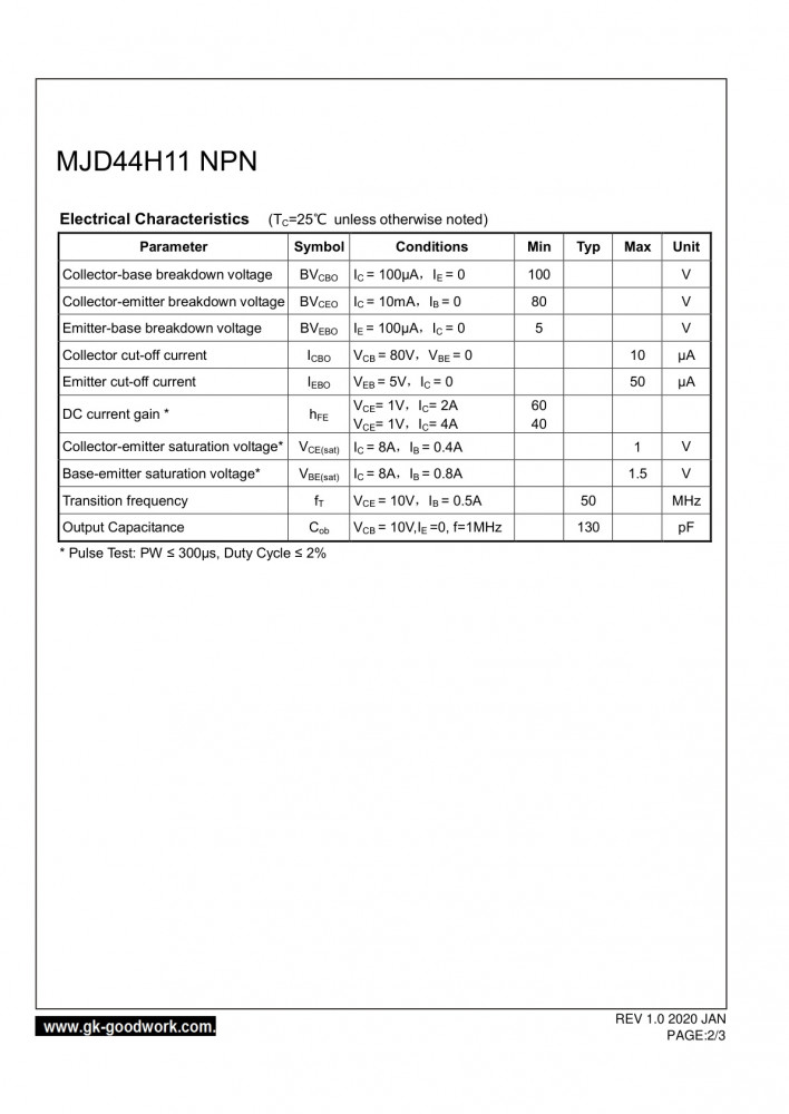 MJD44H11 technical document page 2