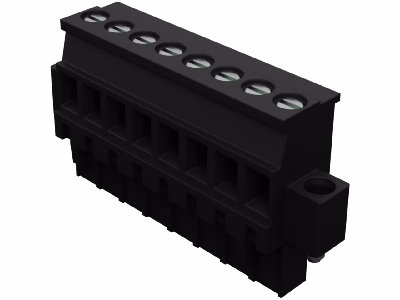 5.00mm Pitch Eurostyle Vertical Plug, with Retention Screws and Reverse Imprinting, Front Wire Entry, Gold (Au) Plated, Black, 8 Circuits for sale