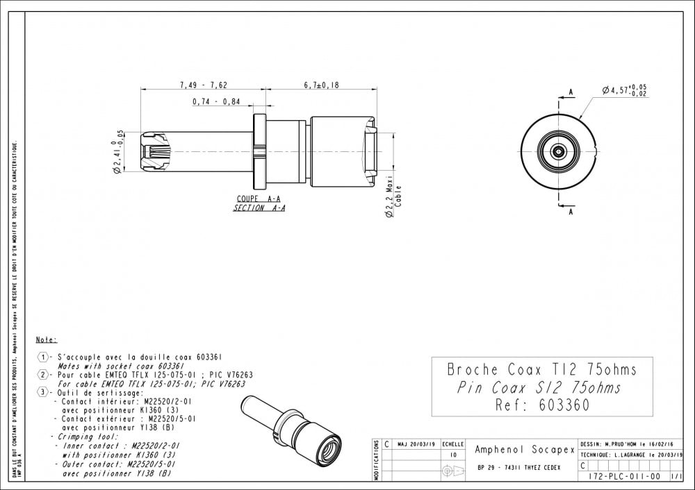 Amphenol 603360 technical drawing