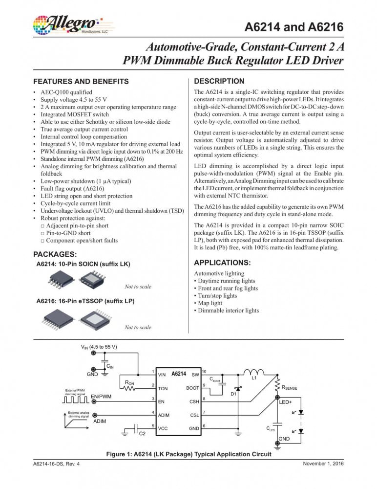 A6214 datasheet page 1