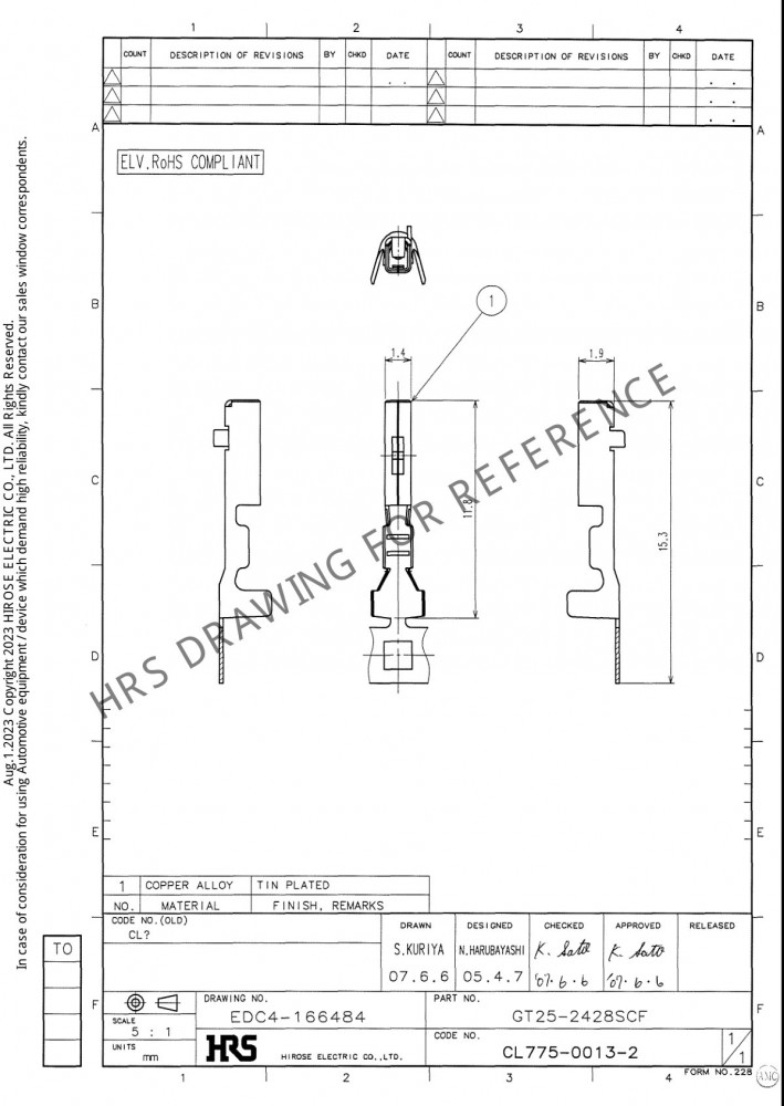 HRS GT25-2428SCF technical document preview