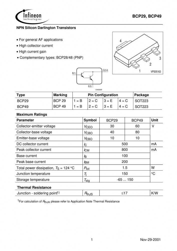 BCP29 datasheet page 1