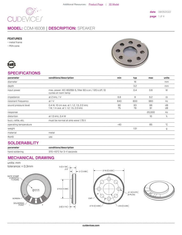 CDM-16008 datasheet page 1