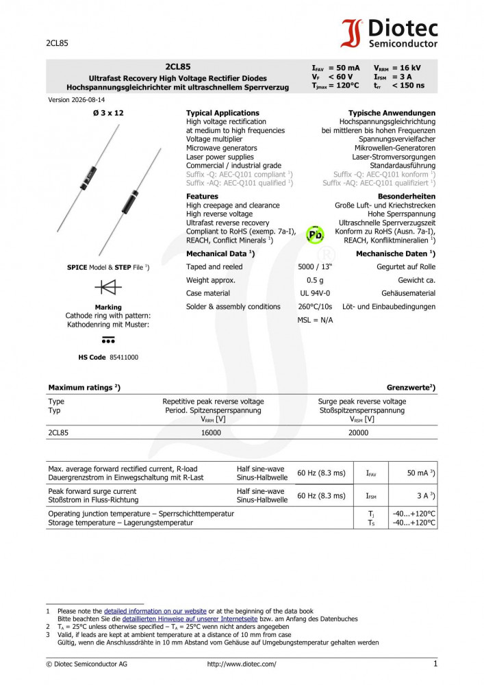2CL85 datasheet page 1