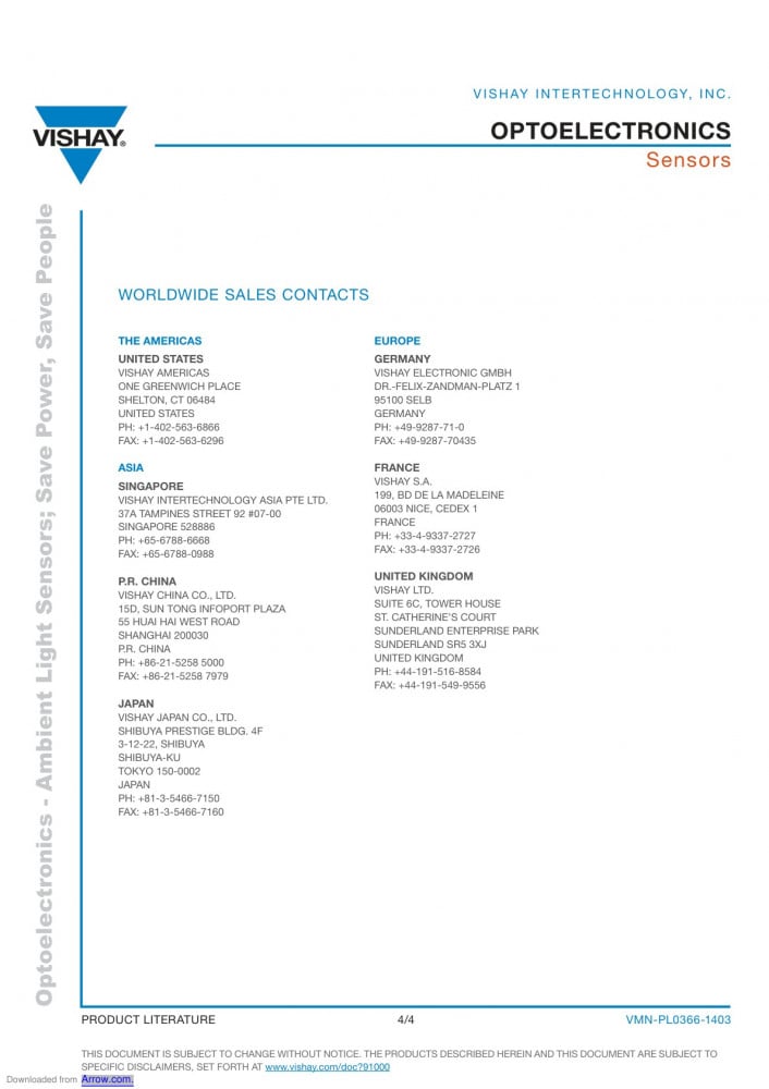 VEML6030X01 technical document page 4