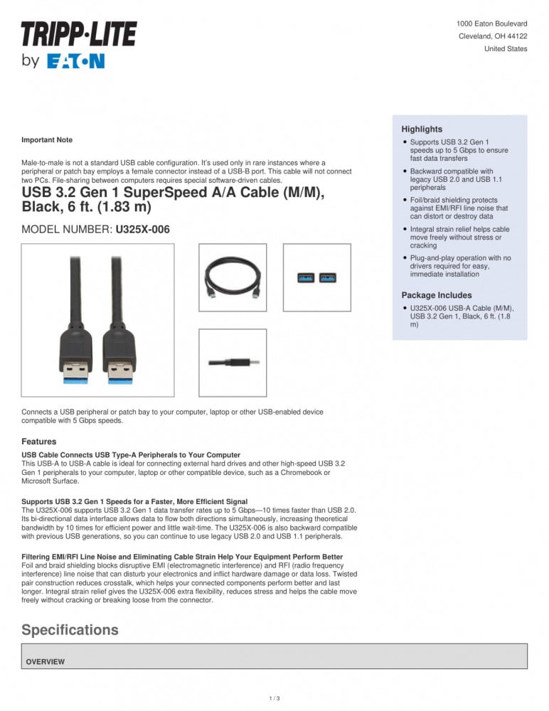 U325X-006 technical document page 1